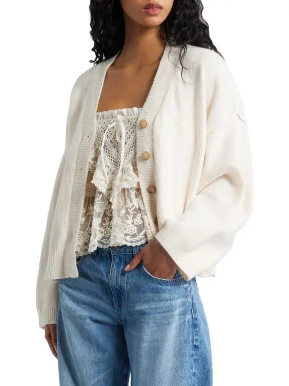 Free People Cool Of The Night Button-front Cardigan - Ivory