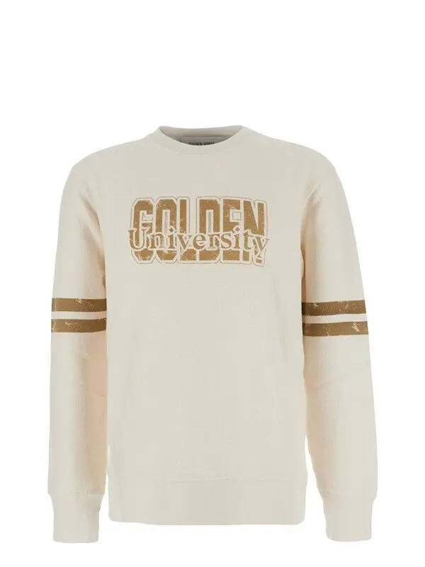 Golden Goose Crewneck Cotton Sweatshirt With Logo - White