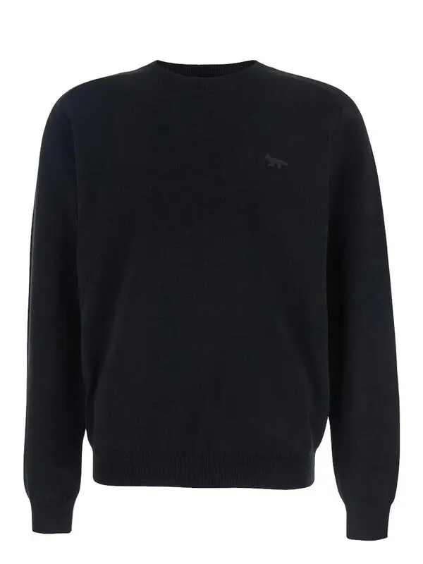 Maison Kitsuné Wool Crew Neck Sweater - Black