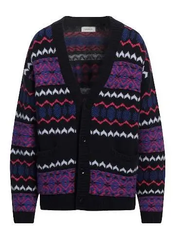 LANEUS Cardigan Midnight Virgin Wool And Cashmere - Blue