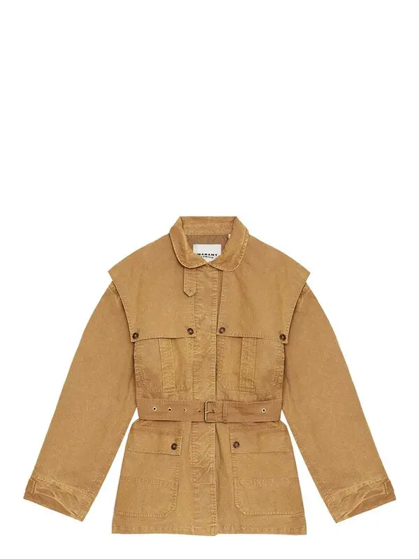 MARANT ETOILE Malika Belted Cotton Jacket - Bronze