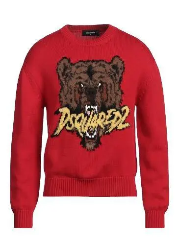 Dsquared2 Multicolor Intarsia Knit Crewneck Sweater - Red