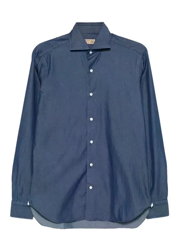 BARBA NAPOLI Long-sleeve Button-down Shirt - Blue