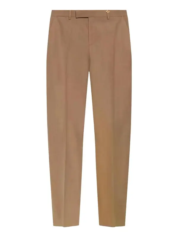 Versace Wool Trousers With Gold Button Detail - Neutrals