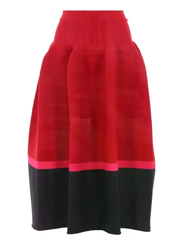 CFCL Ribbed-knit Flared Skirt - Red