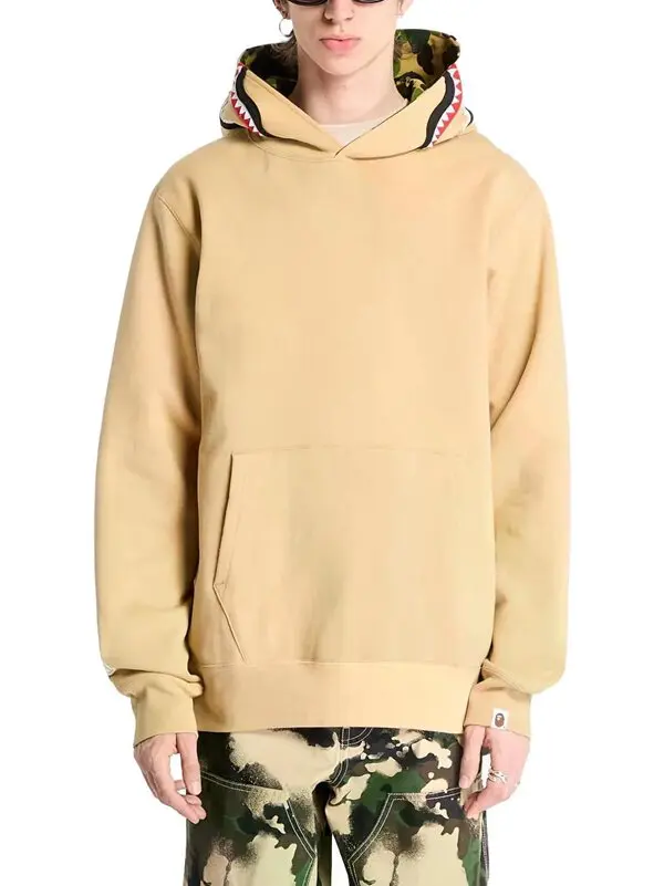 A BATHING APE Camo Shark-motif Hooded Sweatshirt - Neutrals