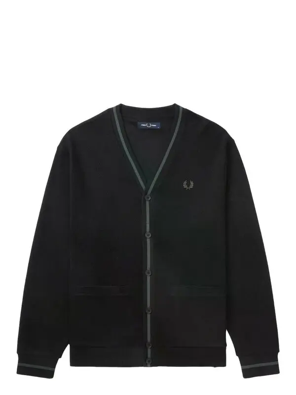 Fred Perry Cotton Logo-embroidered Cardigan - Black