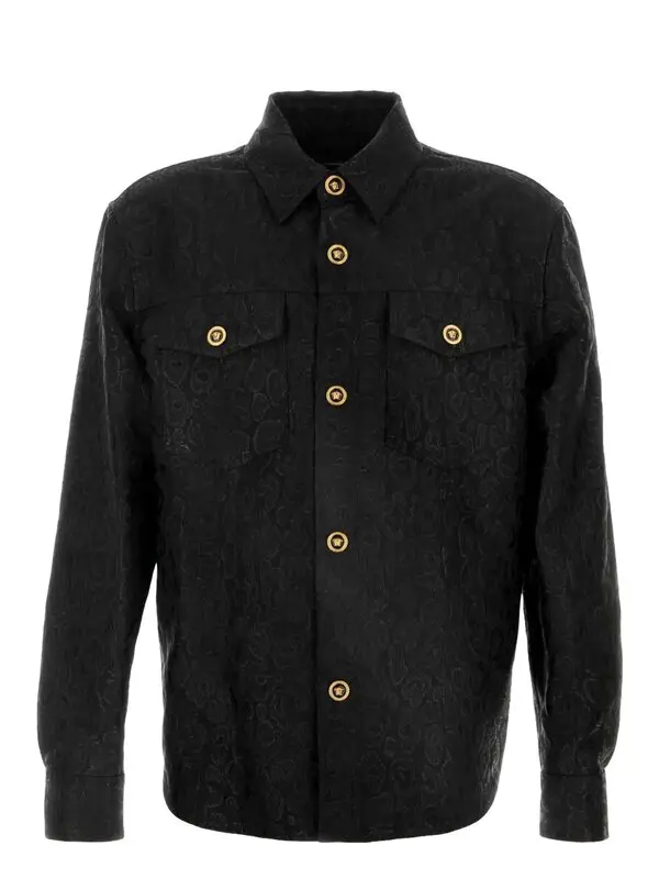 Versace Leopard-print Long-sleeve Shirt - Black
