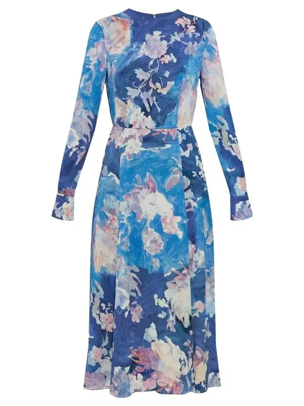 Erdem Floral-print Midi Dress - Blue