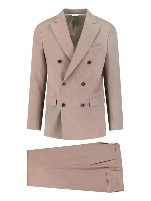 Boglioli Detailed Double-breasted Suit - Neutrals