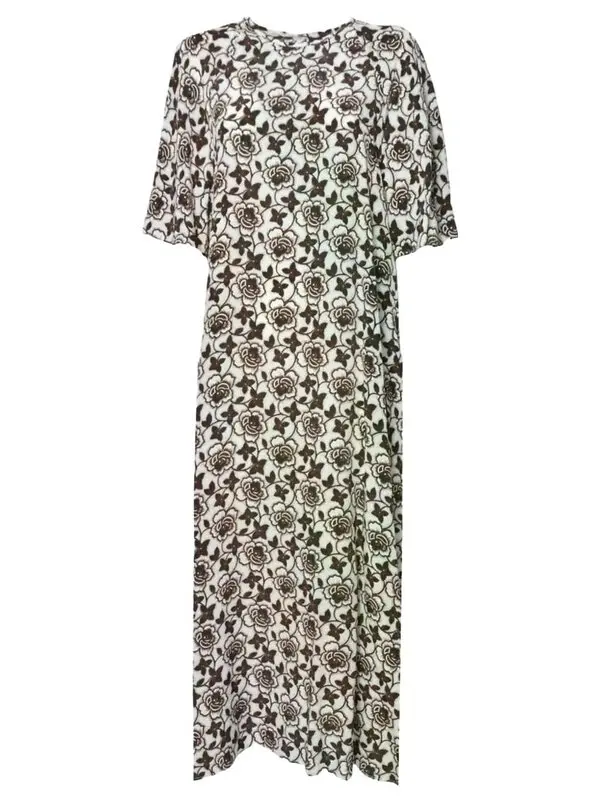 Max Mara Floral-print Midi Dress - Brown