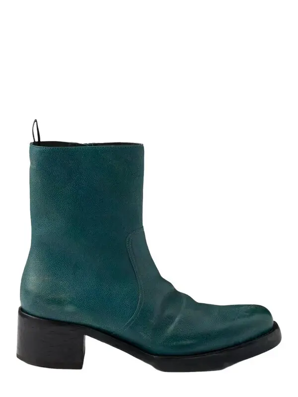 Prada Zipped Leather Boots - Blue
