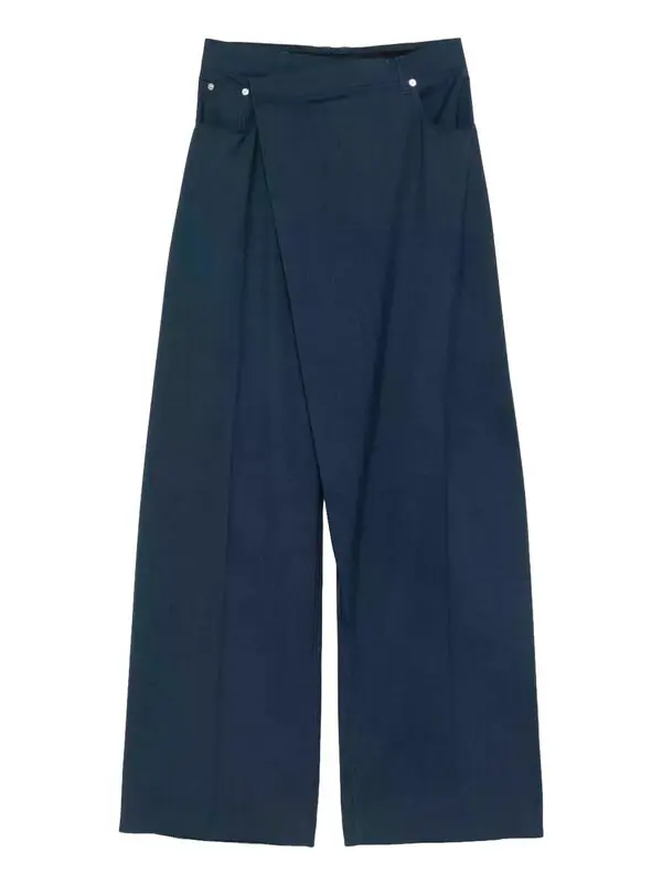 MUGLER Wrap Pocketed Wide-leg Trousers - Blue
