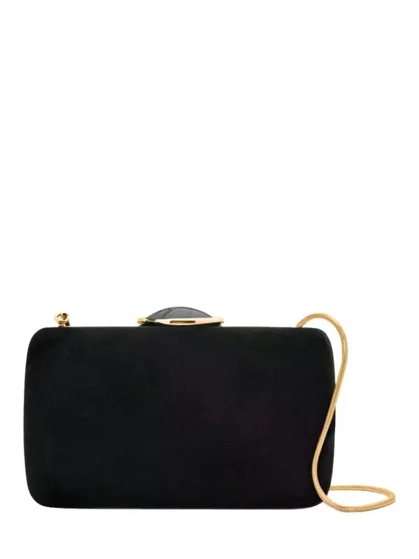 Oscar De La Renta O Minaudière Velvet Clutch Bag - Black