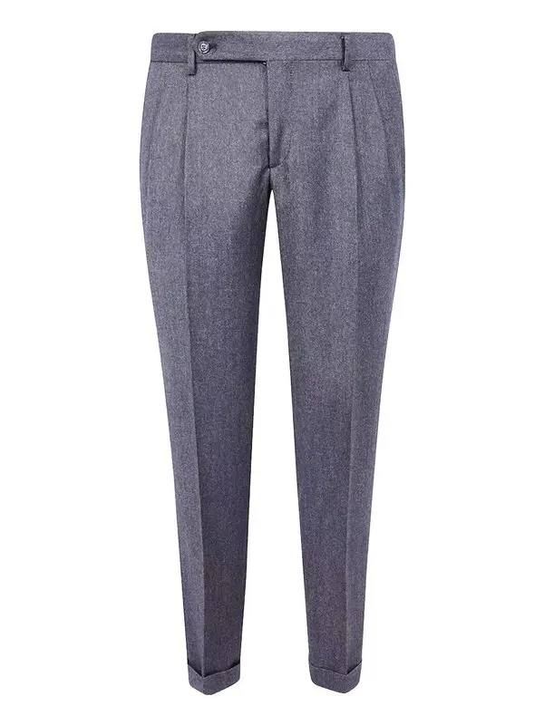 BARBA NAPOLI Firenze Pleated Wool Trousers - Grey