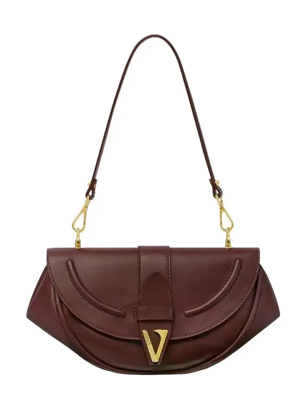 Versace Virtus Leather Shoulder Bag - Red