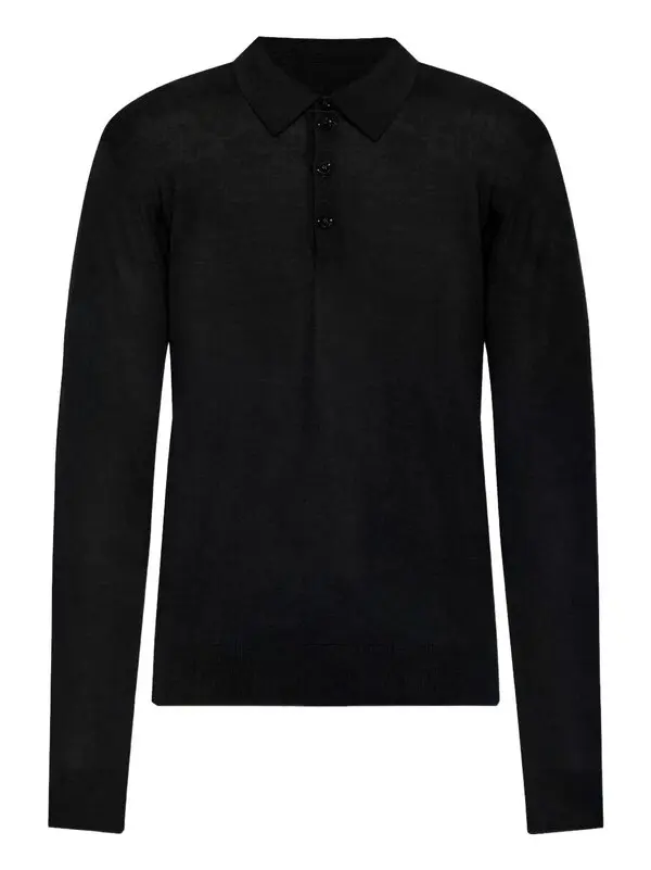 Giorgio Armani Long-sleeve Polo Shirt - Blue