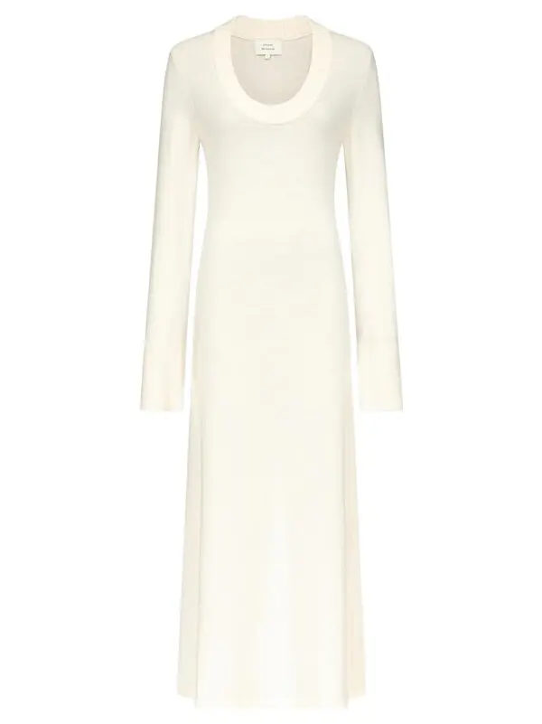 Loulou De Saison Ari U-neck Below Knee Dress - White