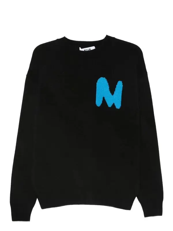 MSGM Crew-neck Sweater With Logo - Black