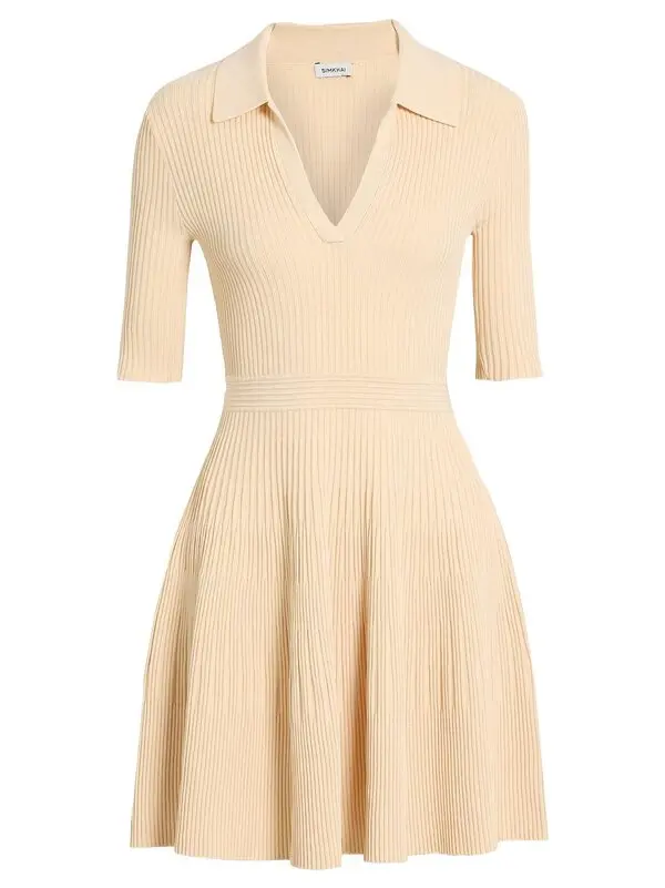 Simkhai Patricia Ribbed-knit Mini Dress - Beige