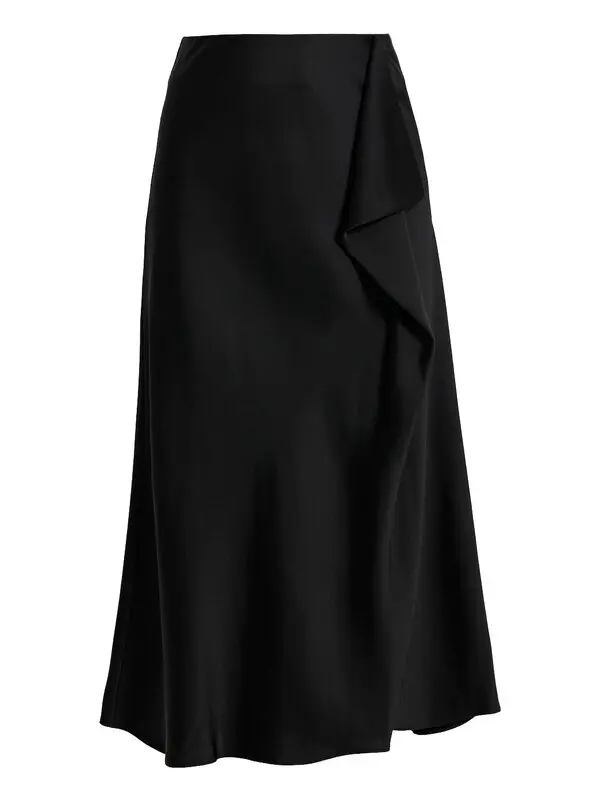 Simkhai Blane Draped Satin-crepe Midi Skirt - Black