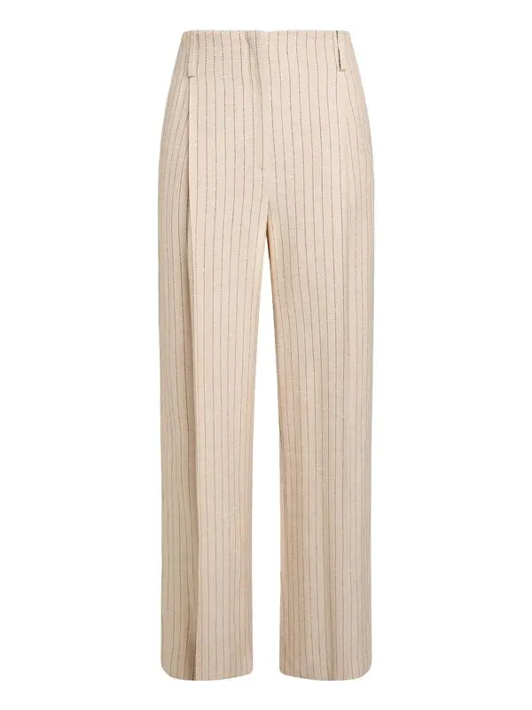 Sandro Pinstriped Crepe Wide-leg Pants - Beige