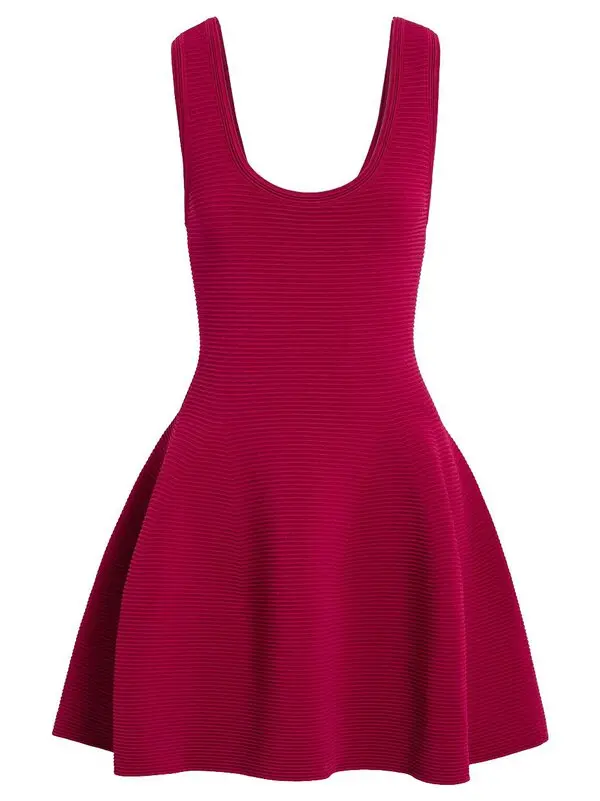 Simkhai Larina Flared Ribbed-knit Mini Dress - Fuchsia