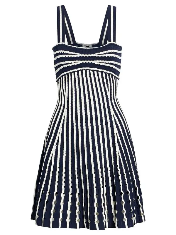 Simkhai Franklin Striped Laser-cut Mini Dress - Midnight Blue