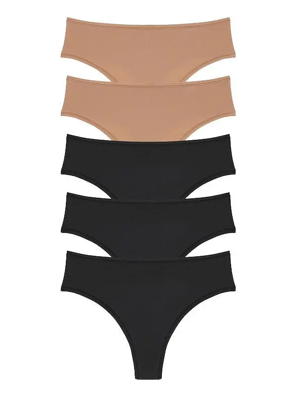SKIMS Fits Everybody Thong 5 Pack - Sienna & Onyx