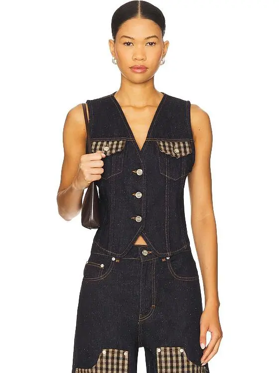 GANNI Neppy Denim Vest - Dark Blue Stone