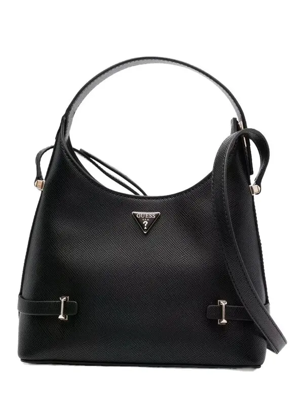 Guess Textured-leather Shoulder Bag - Black