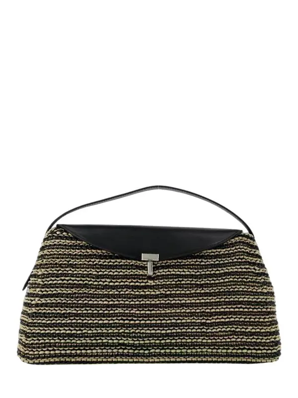 TOTEME T-lock Woven Leather Top Handle Bag - Black