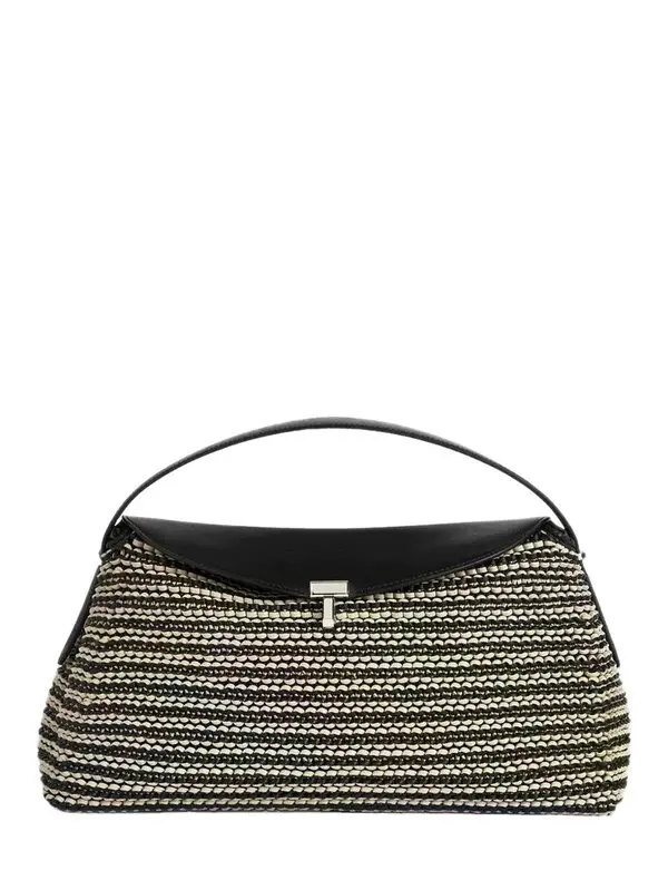 TOTEME T-lock Woven Leather Top Handle Bag - Black