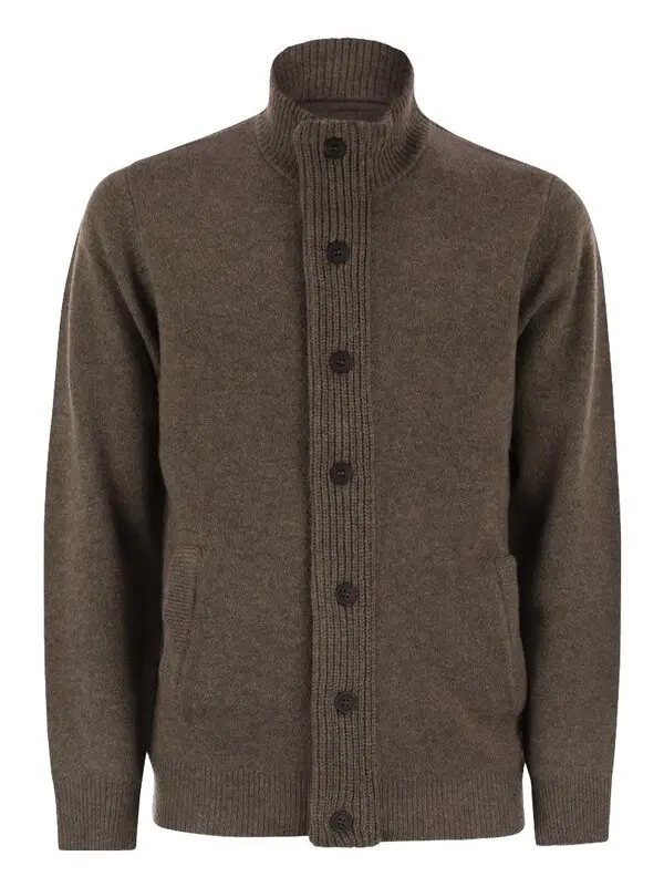 Barbour Zip-up Lambswool Jumper - Brown