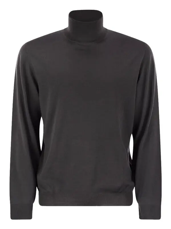 Fedeli Superfine Wool Turtleneck Derby - Grey