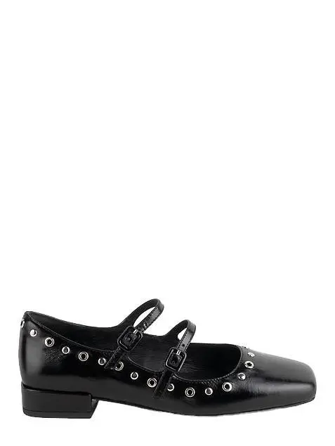 Intentionally Blank Double-strap Mary Jane Flats - Black