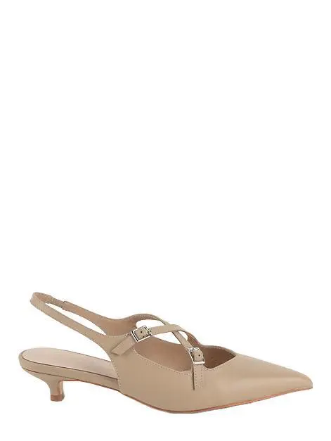 Intentionally Blank Jax Slingback Kitten Heels - Beige