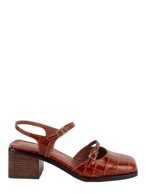 Intentionally Blank Mitzi Ankle-strap Block Heels - Cognac