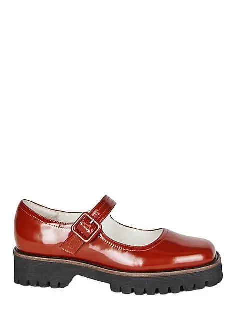 Intentionally Blank Veronica Lug Sole Mary Jane Flats - Red