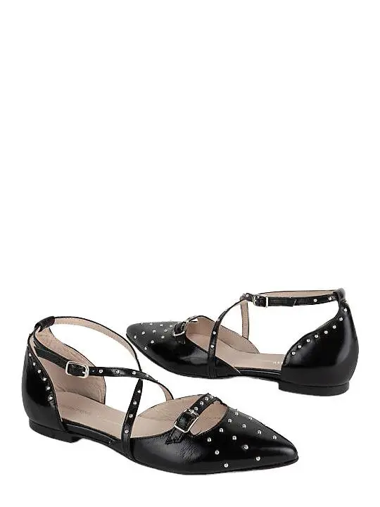 Intentionally Blank Crisscross Studded Flats - Black
