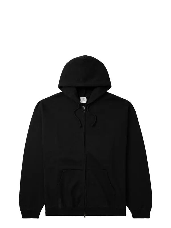 Vetements Oversized Logo-embroidered Zip-up Hoodie - Black
