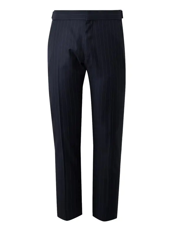 TOM FORD Slim-fit Pinstriped Wool-twill Trousers - Blue