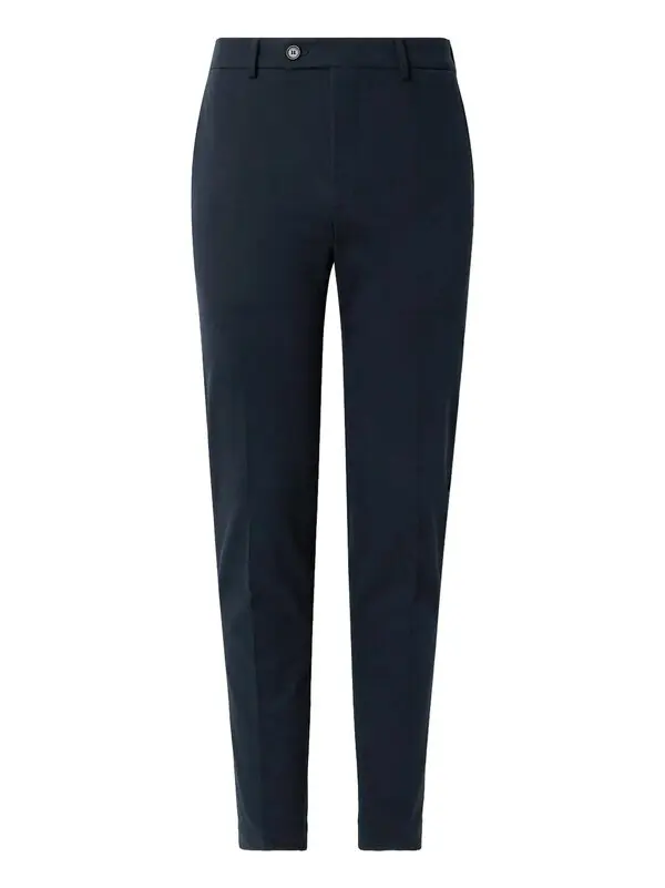 SLOWEAR Slim-fit Cotton-blend Gabardine Trousers - Blue