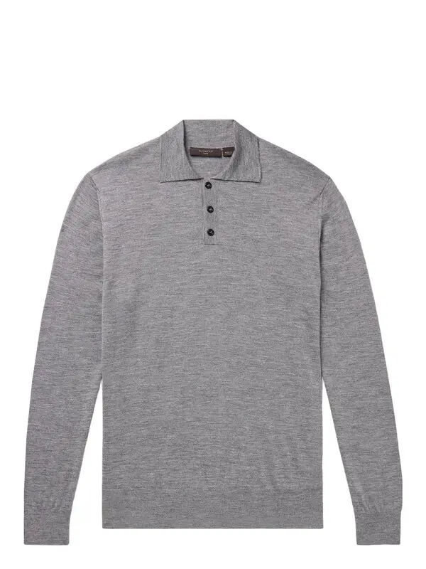 SLOWEAR Incotex Slim-fit Cashmere And Silk-blend Polo Shirt - Gray