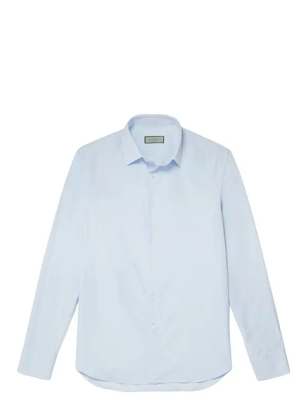 Canali Cutaway-collar Cotton-poplin Shirt - Blue