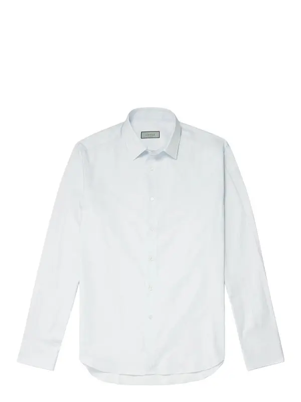 Canali Herringbone Cotton Shirt - Blue