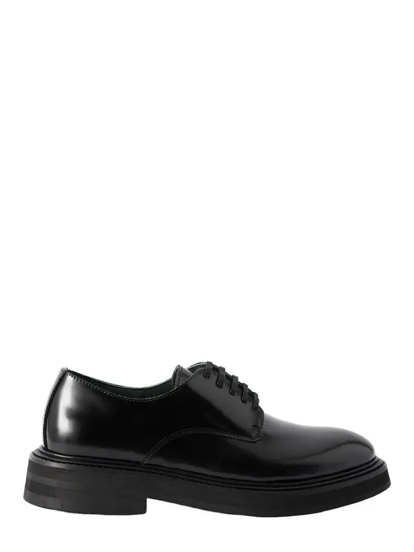VINNY'S Officer Polished-leather Derby Shoes - Black