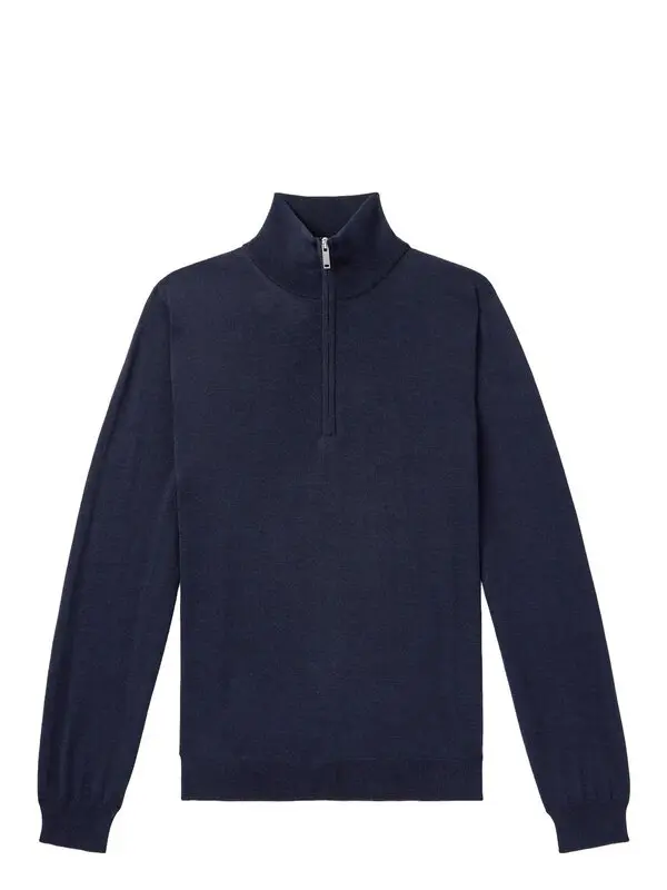 SLOWEAR Incotex Zanone Flexwool Half-zip Sweater - Blue
