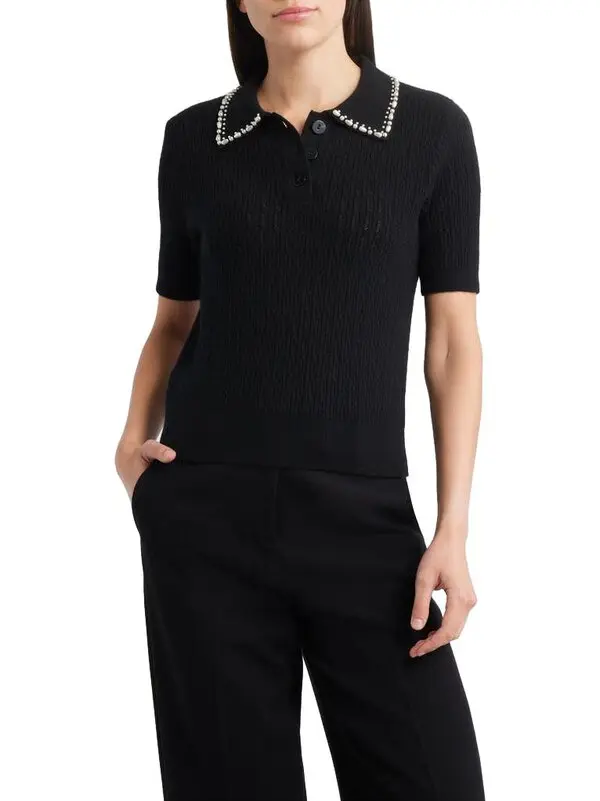 Elie Tahari Stevie Cashmere Polo Sweater - Noir
