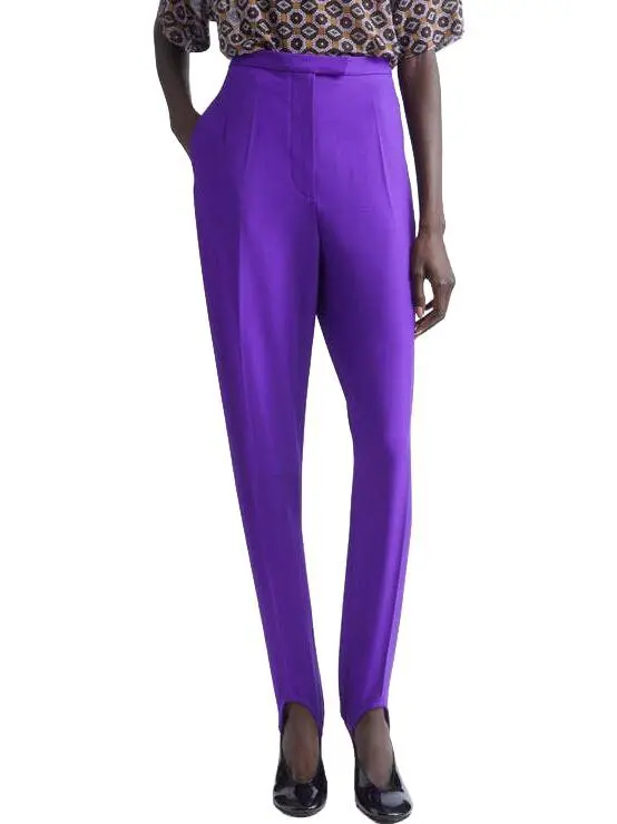 Dries Van Noten Stretch Wool Stirrup Leggings - Purple